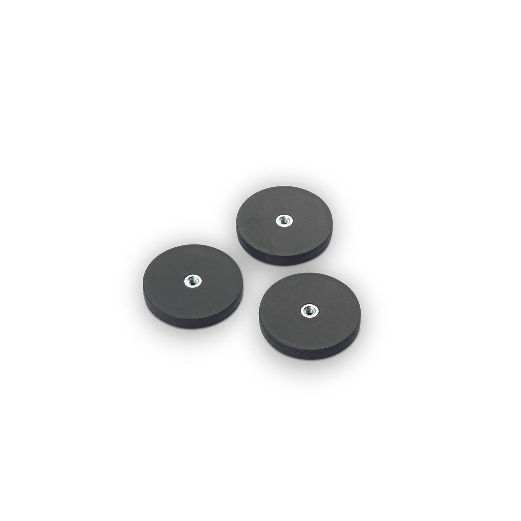 Rubber-Coated Magnet Black, 43mm O/D x 6.2mm with Open Ended M4 Bush ...