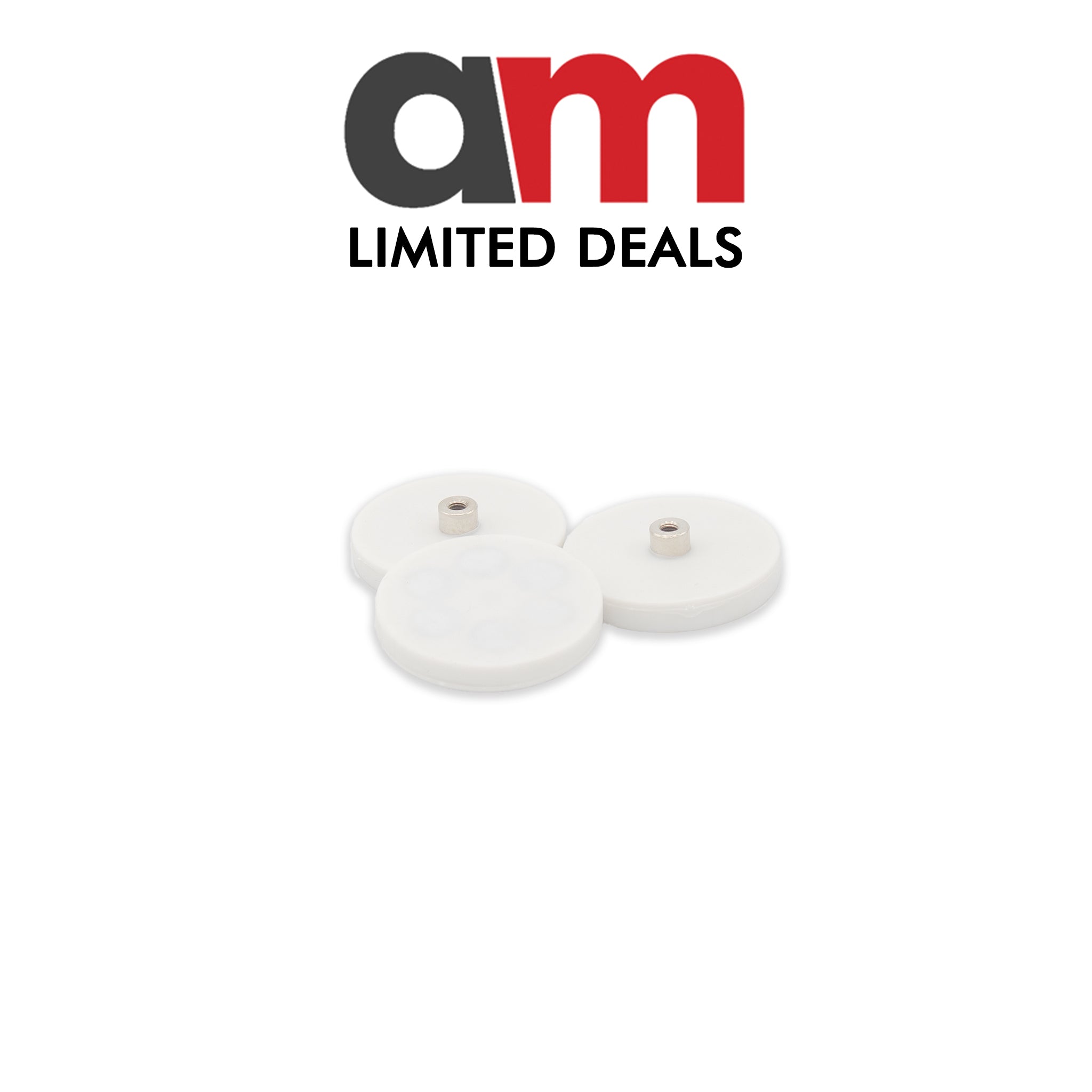 Rubber-Coated Magnet White, 43mm O/D x 6.2mm with M4 Boss 6mm Long ...