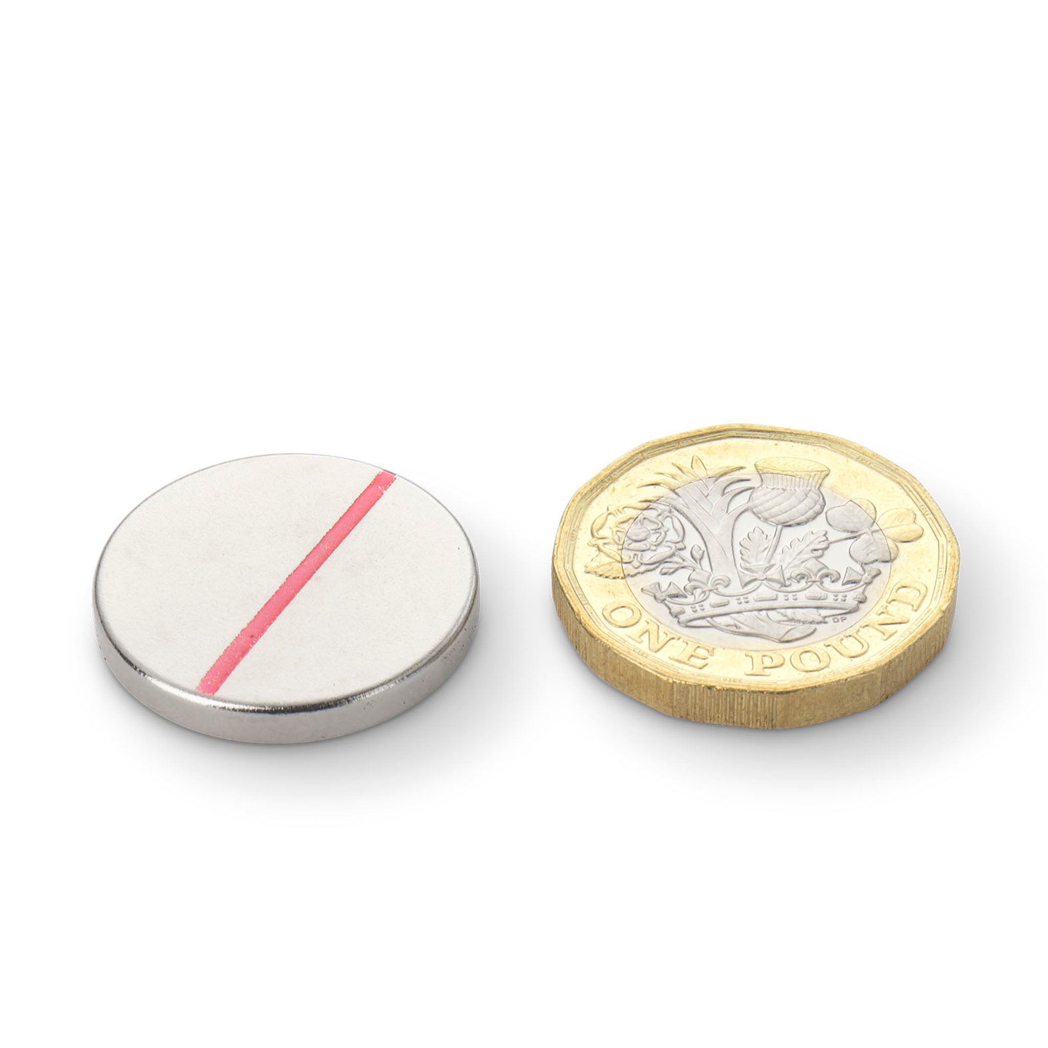 Neodymium Disc Magnet with Plastic Spacers, 22mm Diameter x 3mm N35 Ni ...